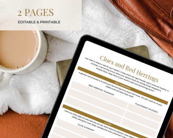 Novel Template for Clues and Red Herrings, Mystery and Suspense Writing ...