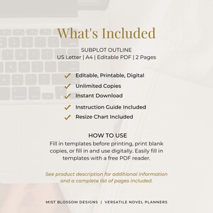 Subplot Outline Novel Template, Writing Planner, Novel Outline, Scene ...