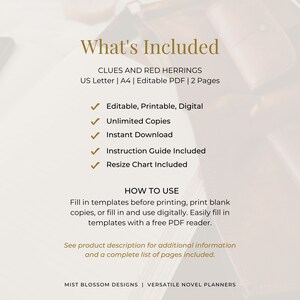 Novel Template for Clues and Red Herrings Mystery and - Etsy