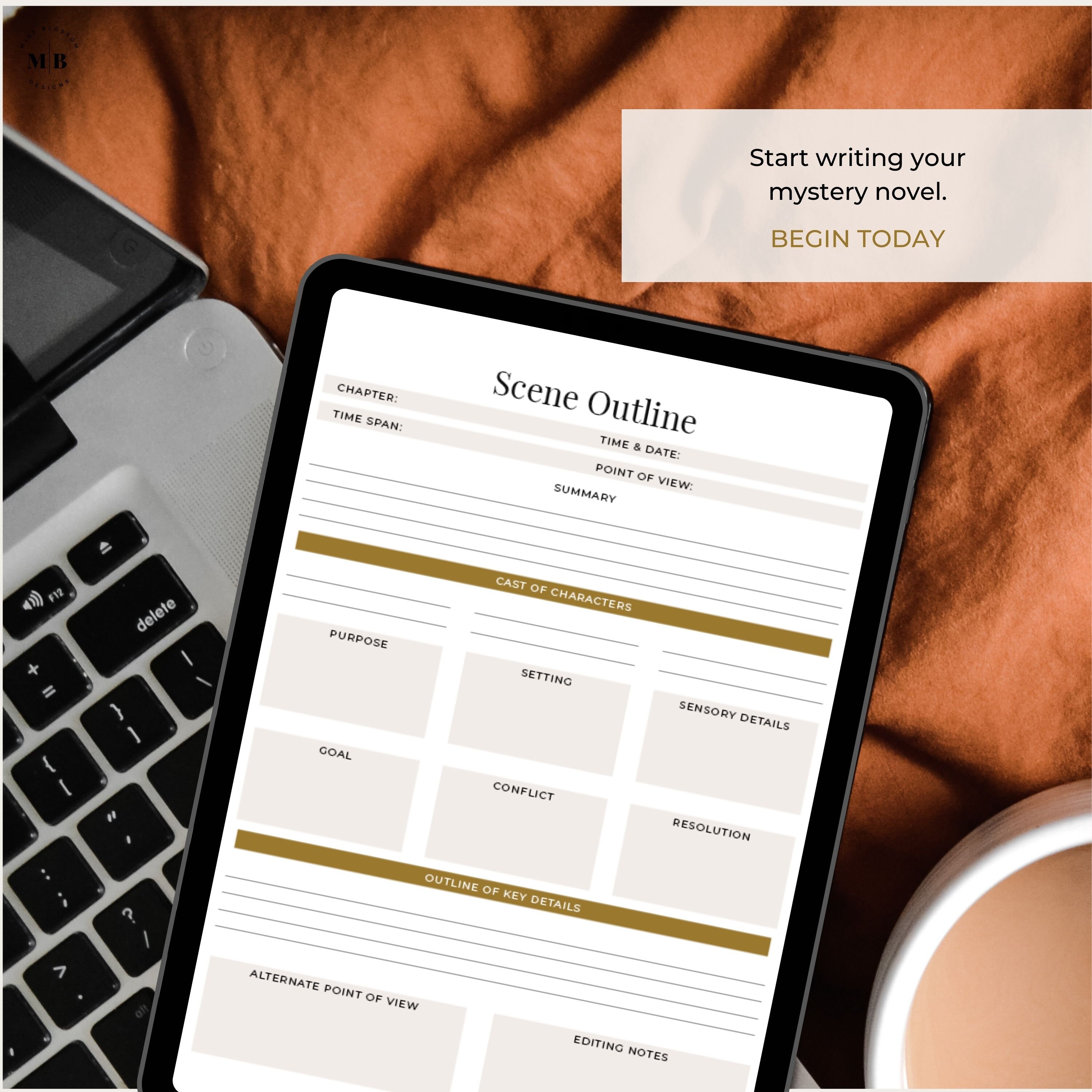 Mystery Novel Outline Writing Planner, Novel Writing Workbook for ...