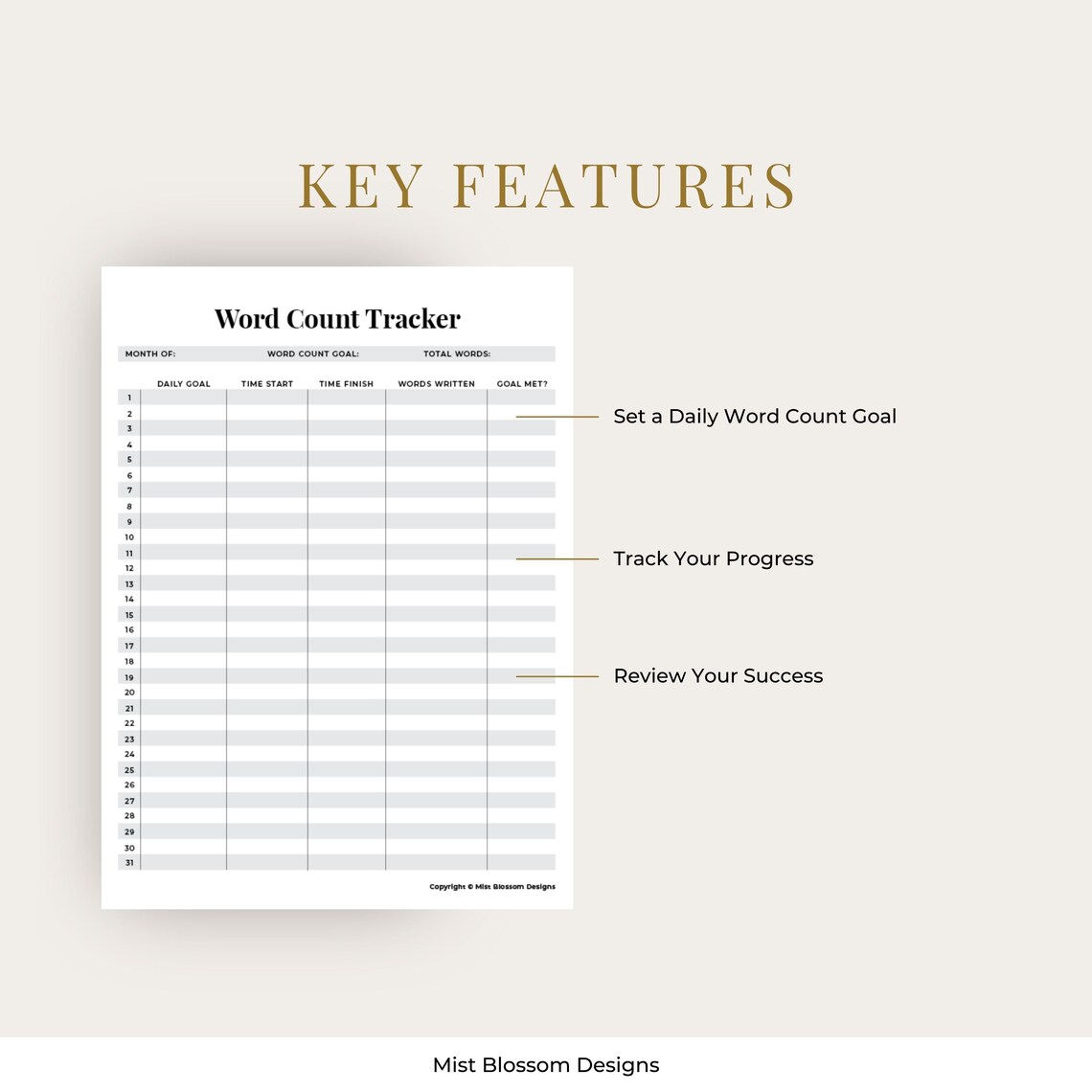 Word Count Tracker Writing Worksheet Daily Word Count - Etsy Hong Kong