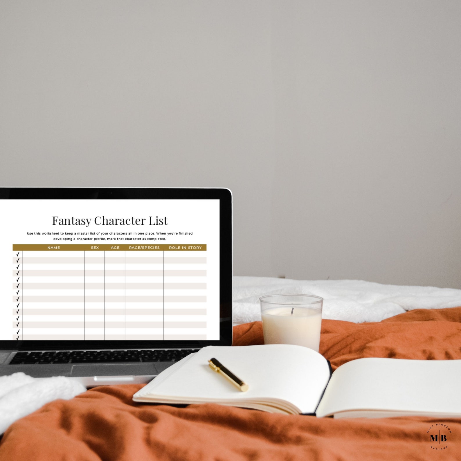 Fantasy Character List Novel Template Character Worksheet for - Etsy