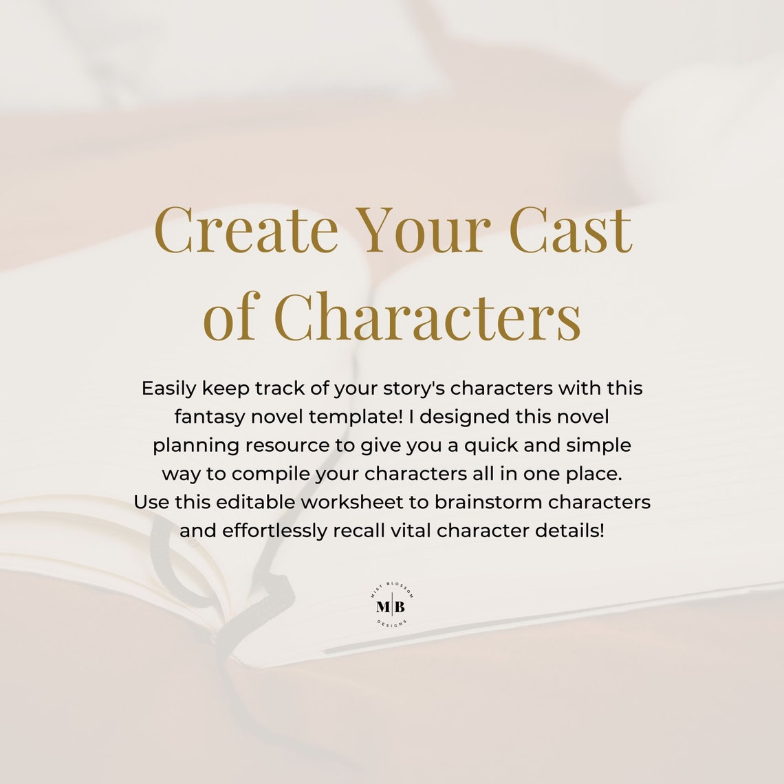 Fantasy Character List Novel Template Character Worksheet for - Etsy