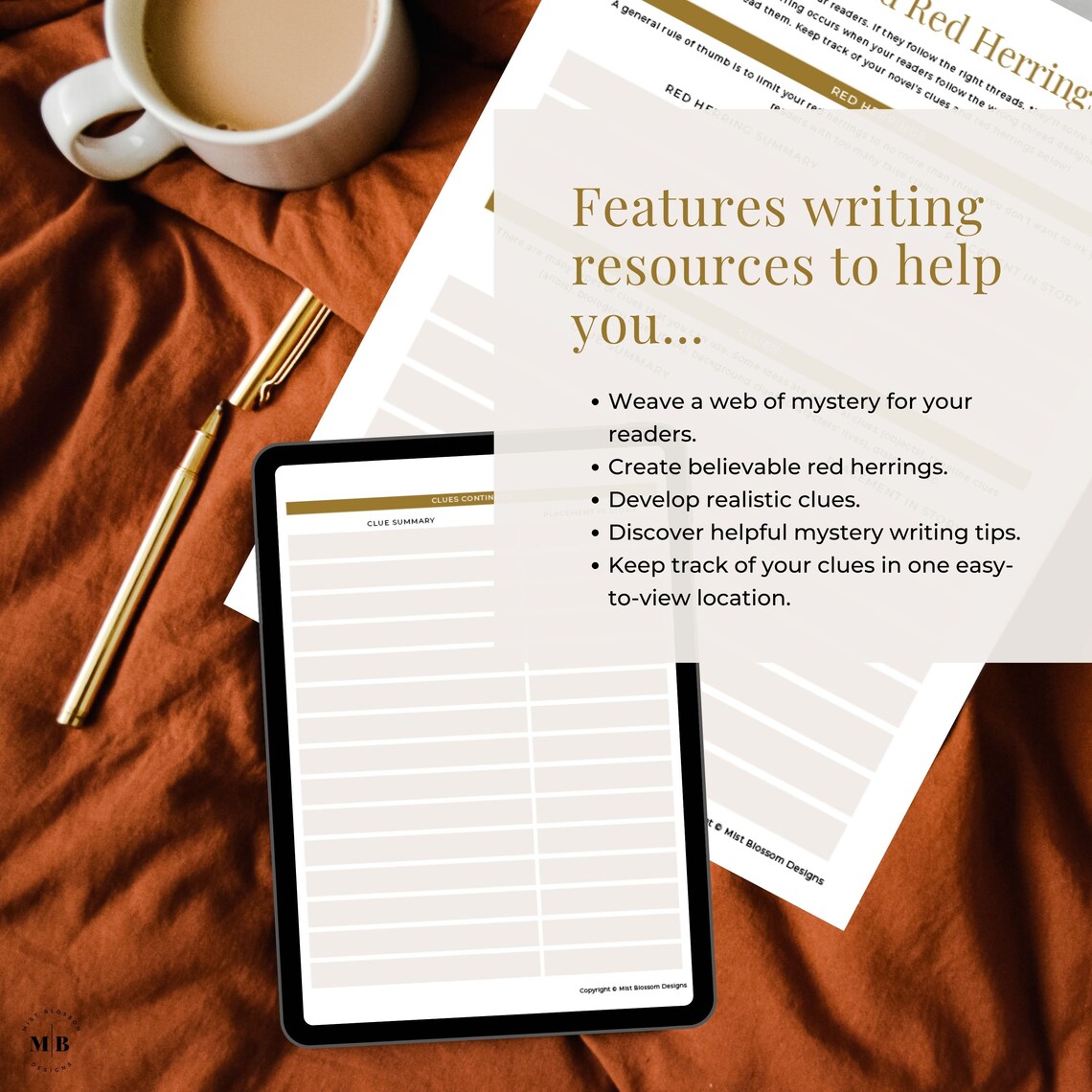 Novel Template for Clues and Red Herrings Mystery and - Etsy