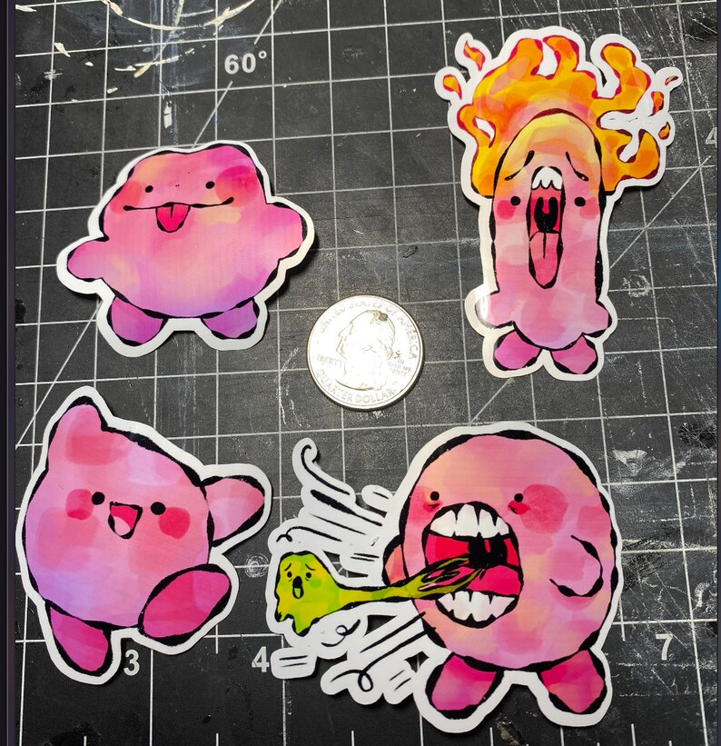 Pink Blob Fighter Boy Sticker Set - Etsy