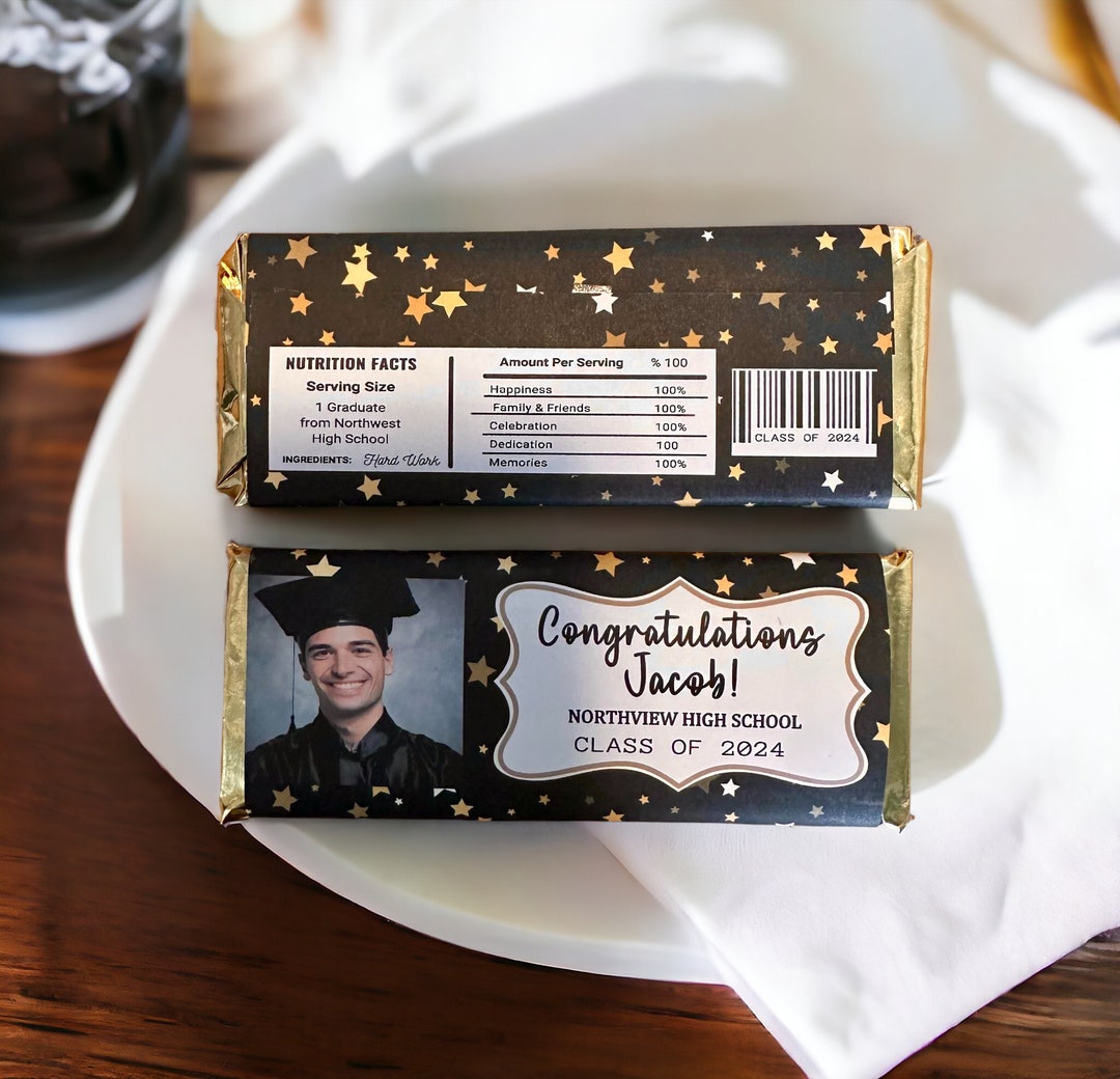 Graduation Candy Bar Wrappers W/foils and Your Photo Pack of 24 for ...