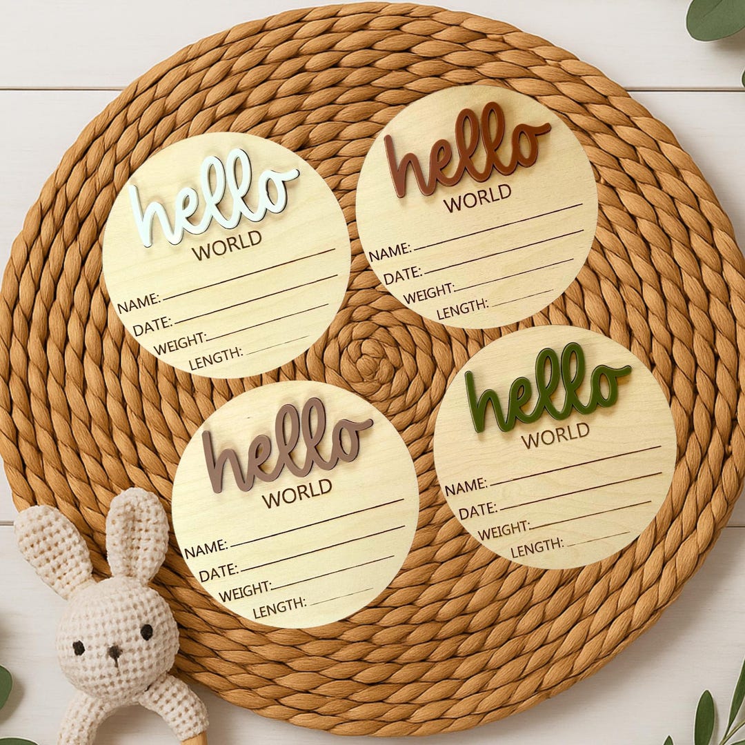 Baby Birth Announcement Sign, Hello World, Baby Name Sign for Hospital ...