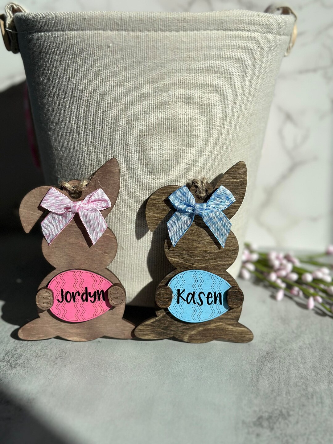 Personalized Easter Basket Name Tag/ Bunny Tag/ Easter Ornament/ Bunny ...