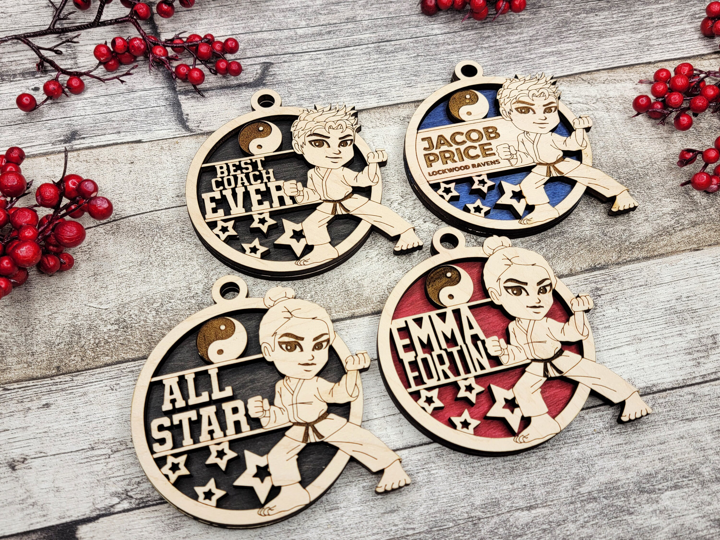 Animated Customized Wood Martial Arts Christmas Ornament - Etsy