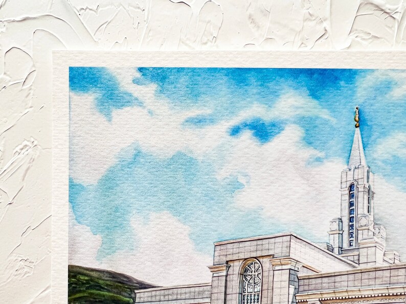 Bountiful Utah LDS Temple Watercolor Painting Art Print, Watercolor ...