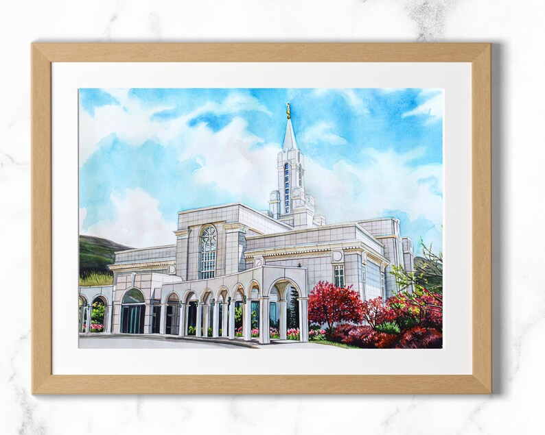 Bountiful Utah LDS Temple Watercolor Painting Art Print - Etsy