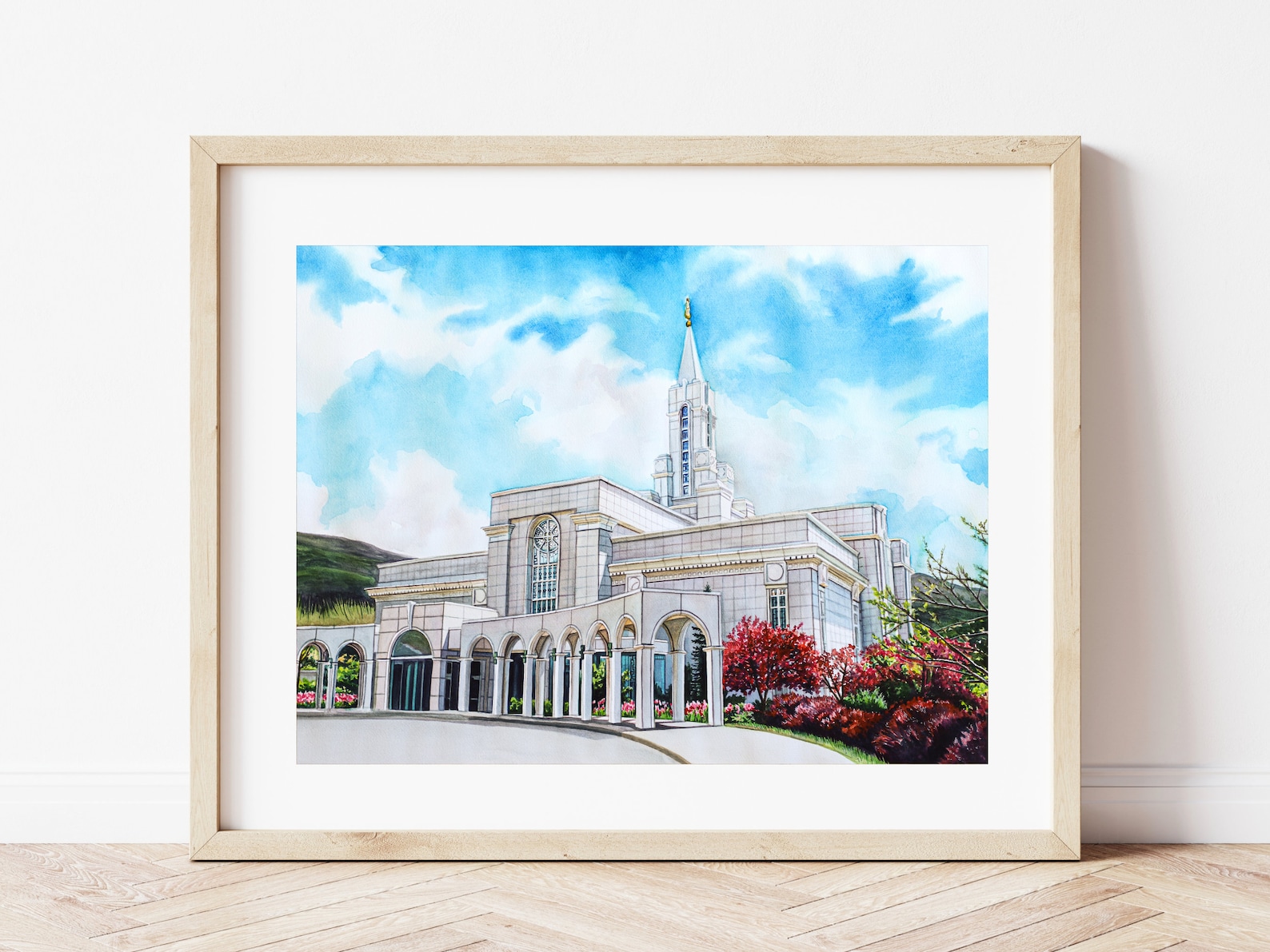 Bountiful Utah LDS Temple Watercolor Painting Art Print, Watercolor ...
