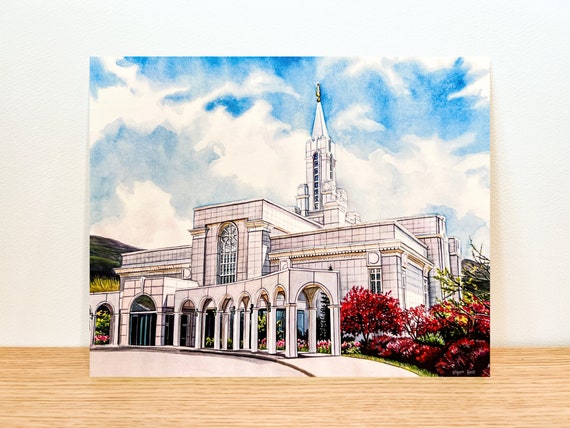 Bountiful Utah LDS Temple Watercolor Print Watercolor Temple - Etsy