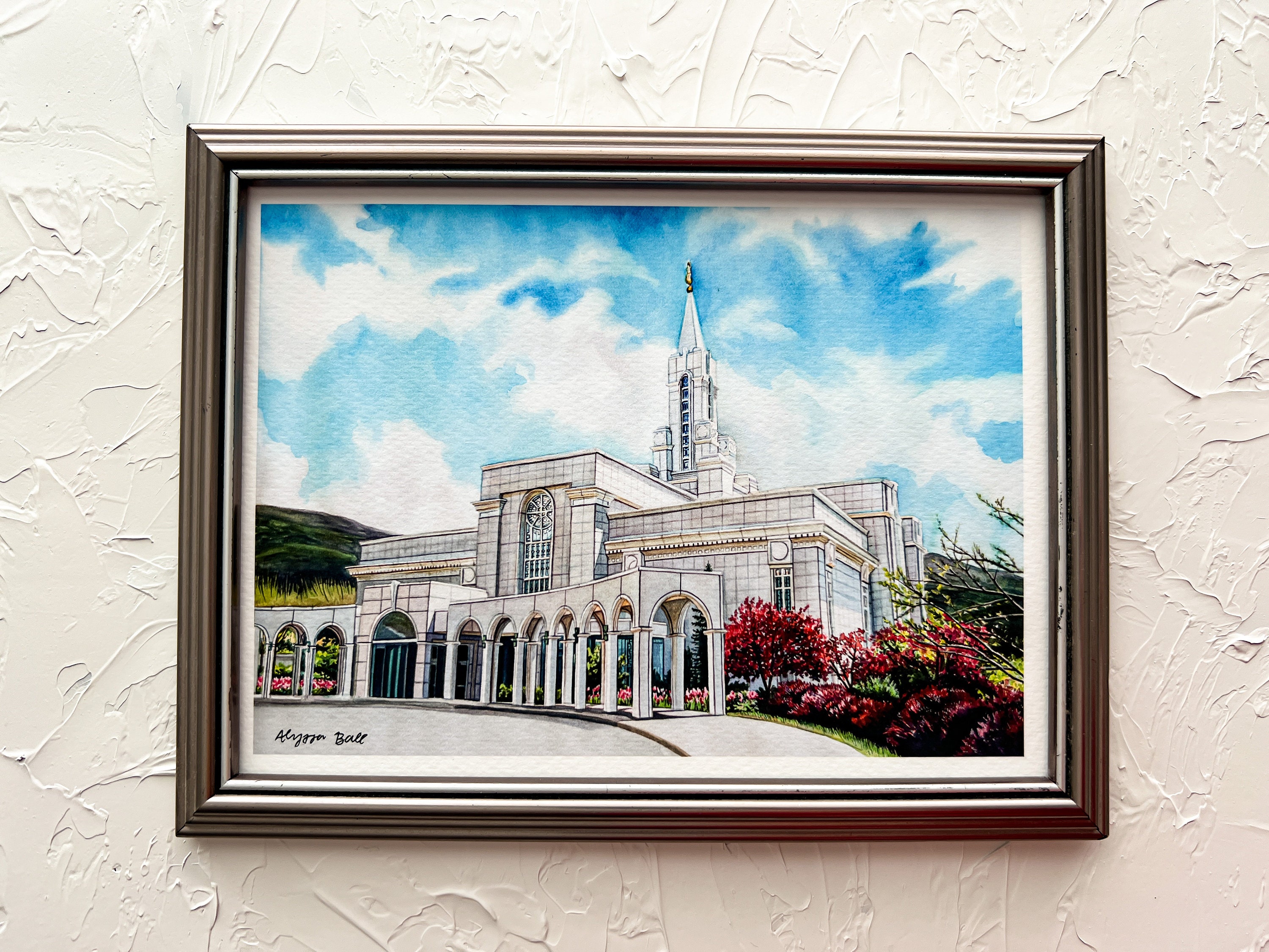 Bountiful Utah LDS Temple Watercolor Painting Art Print, Watercolor ...