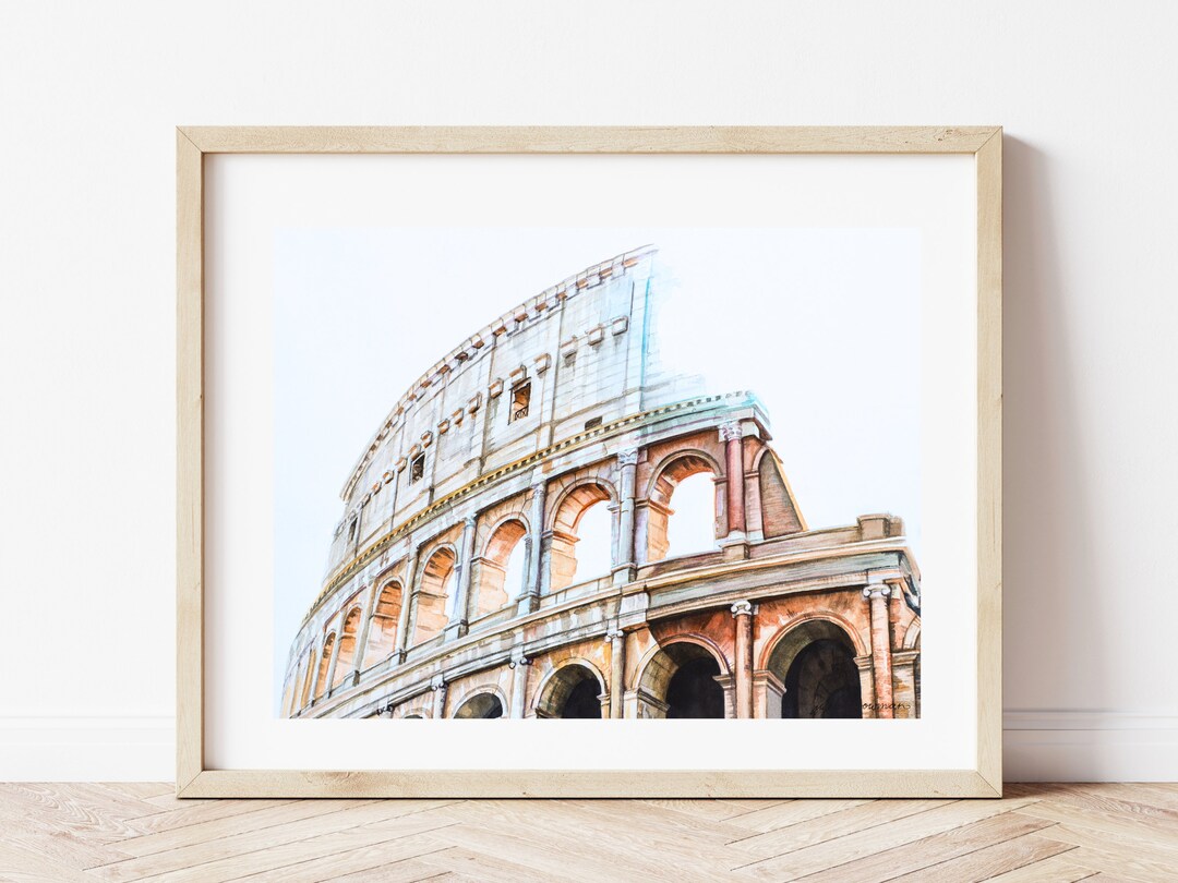 Impression d'art peinture aquarelle Colisée, art mural Rome Italie ...