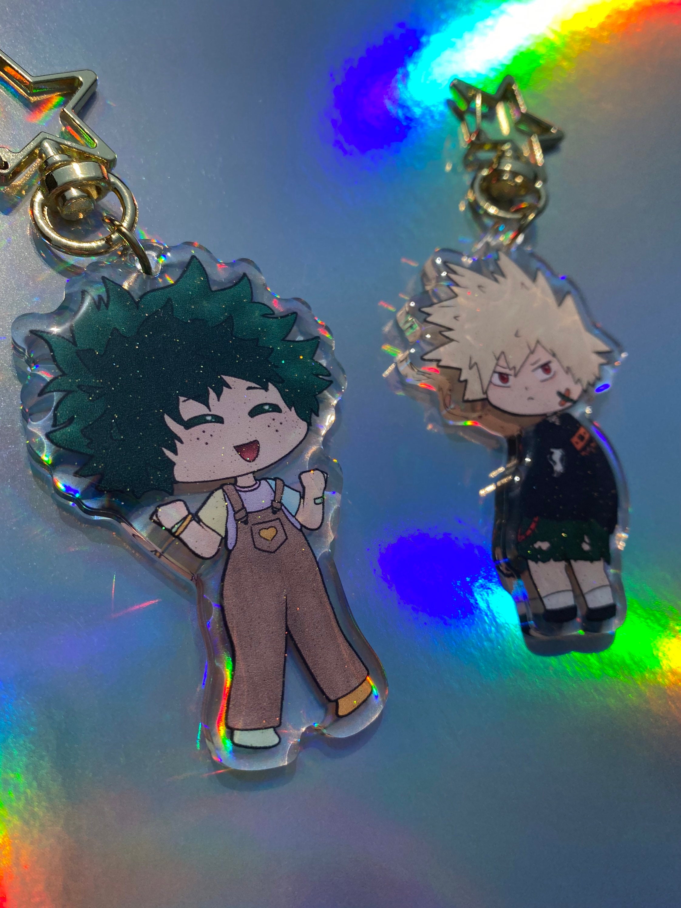 Bakugo and Deku Glitter Epoxy Keychain 2.5 Bakudeku Charms | Etsy