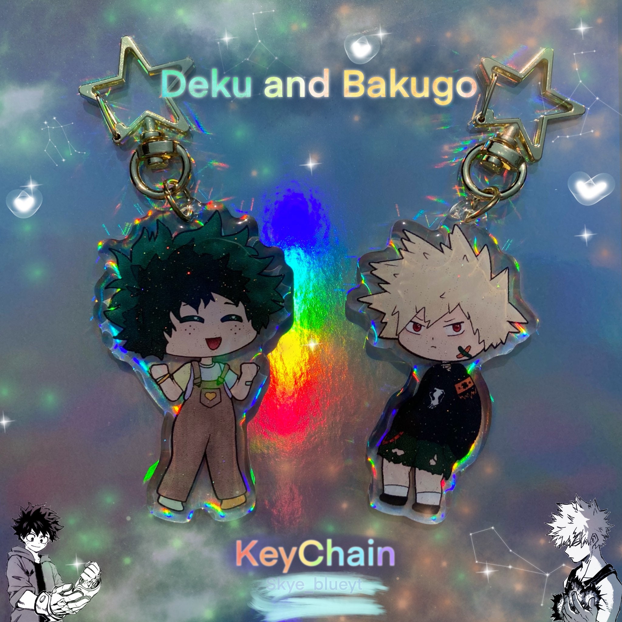 Bakugo and Deku Glitter Epoxy Keychain 2.5 Bakudeku Charms | Etsy