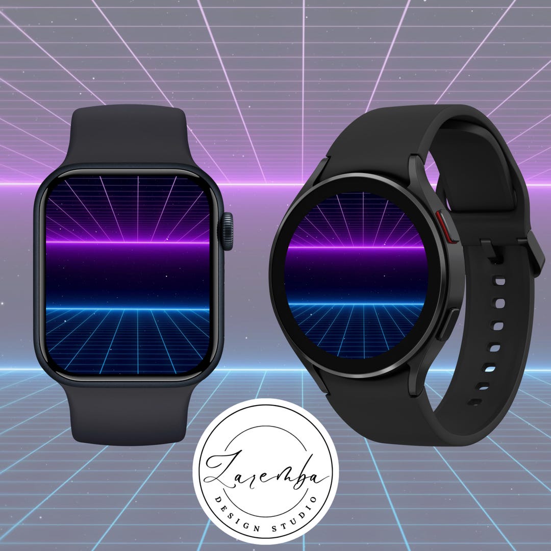 Retro Apple Watch Face, 80s Watch Wallpaper, 1980s Neon Background ...