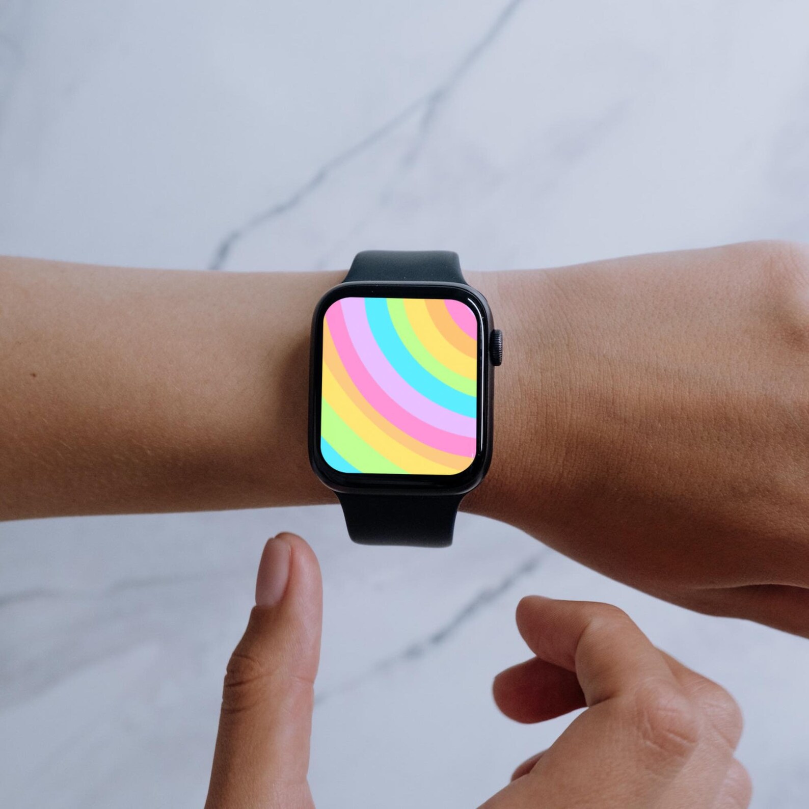 Rainbow Apple Watch Face, Swirl Pattern Watch Wallpaper, Colorful ...