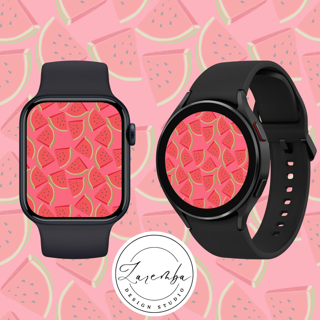 Summer Apple Watch Face, Watermelon Watch Wallpaper, Pink Background ...