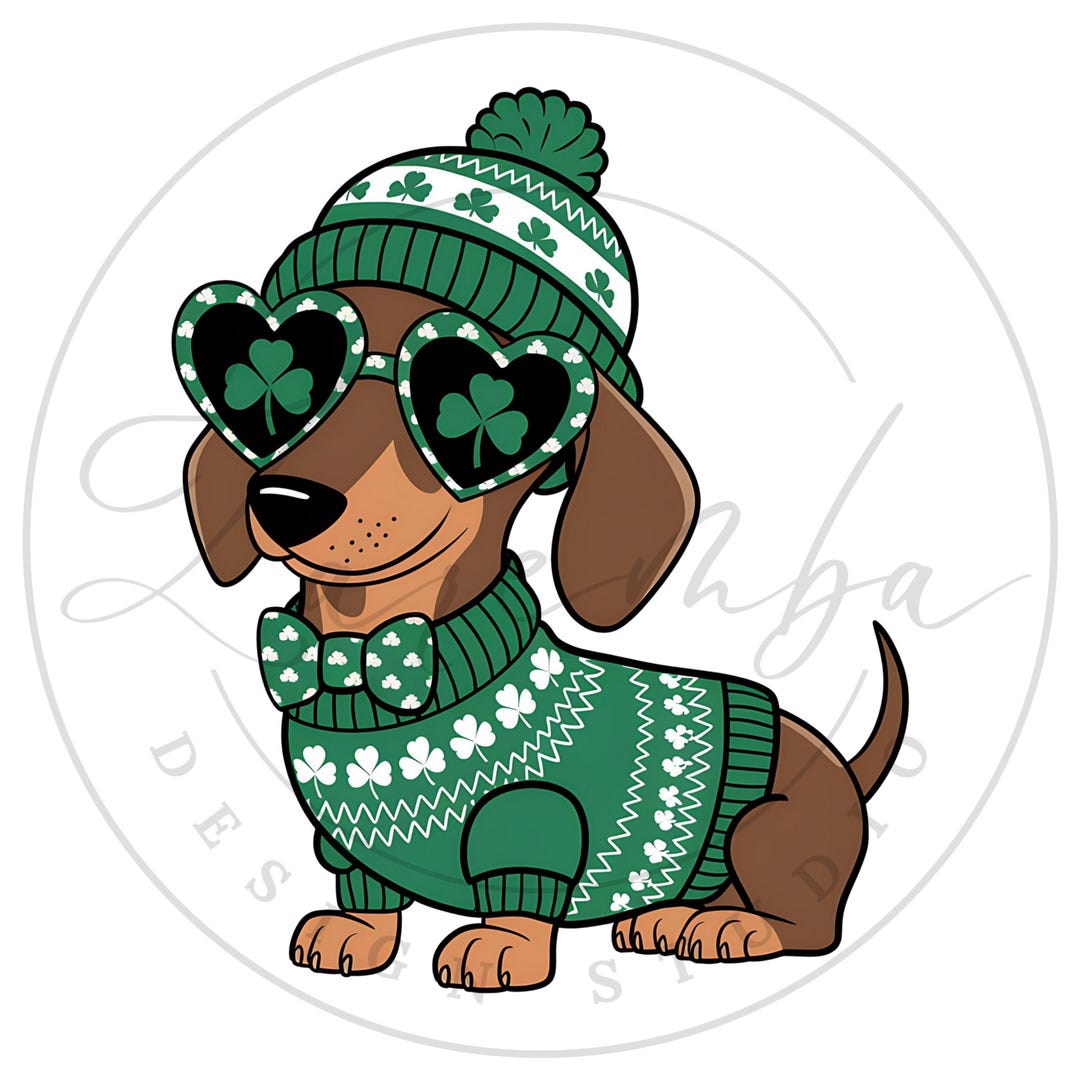 St. Patrick's Day Dachshund PNG, Weiner Dog Clipart, Sublimation Art ...