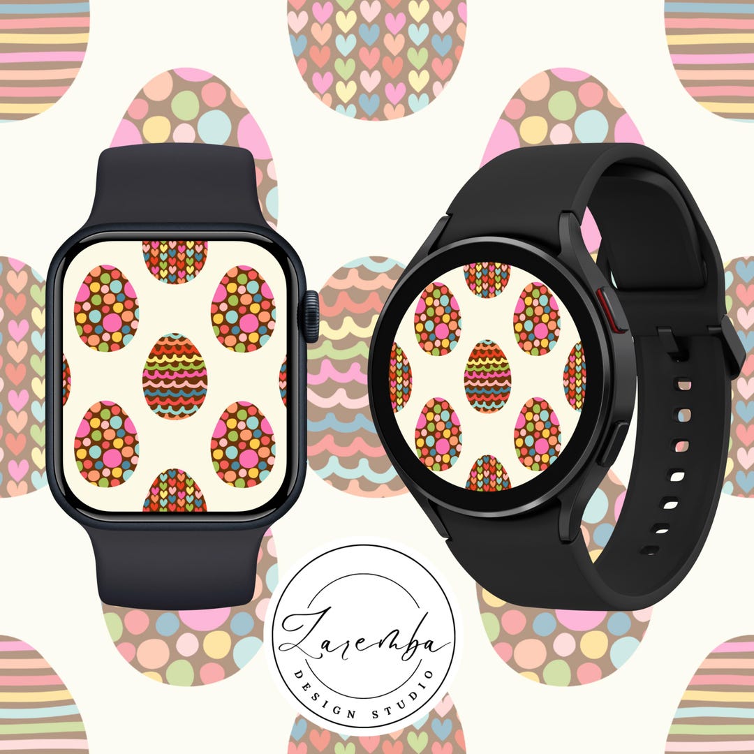 Pastel Easter Apple Watch Face, Vintage Spring Watch Wallpaper, Bunny ...