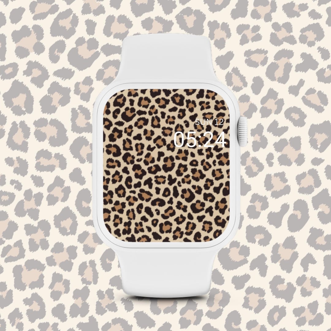 Leopard Print Apple Watch Face, Cheetah Watch Wallpaper, Cat Background ...