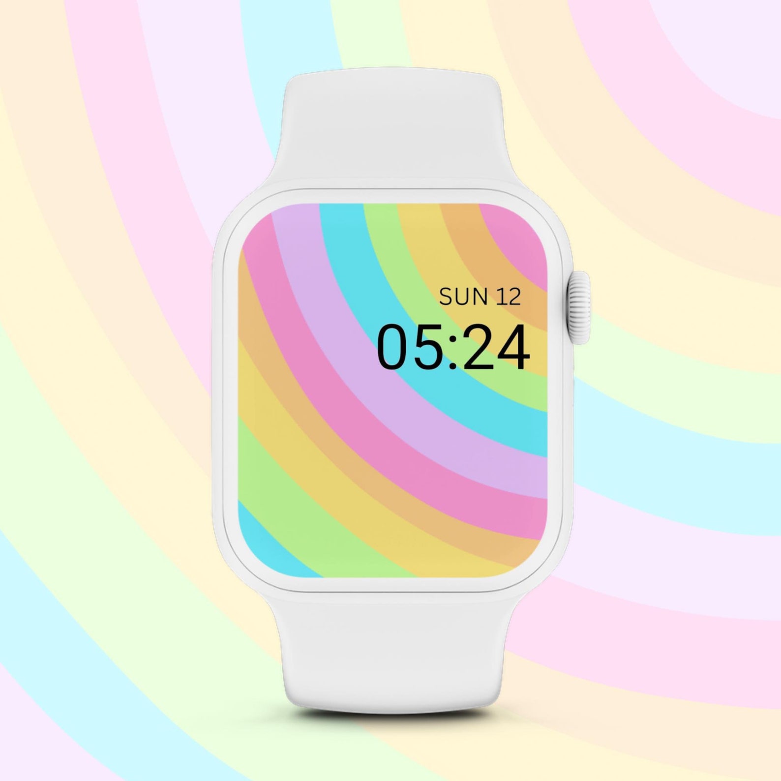 Rainbow Apple Watch Face, Swirl Pattern Watch Wallpaper, Colorful ...