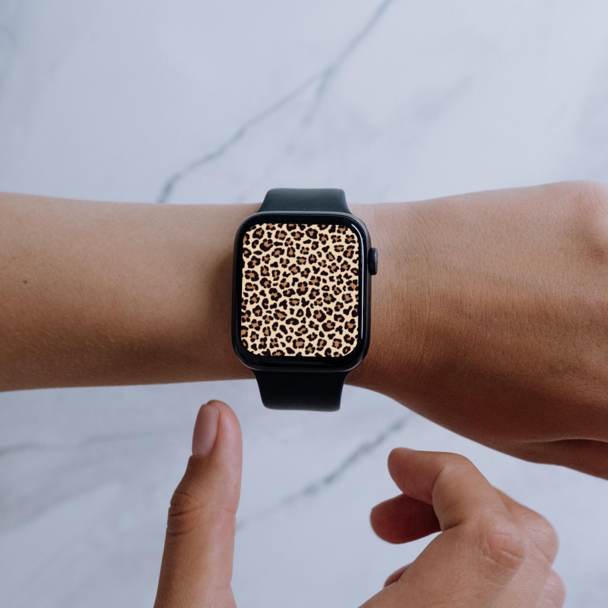 Leopard Print Apple Watch Face, Cheetah Watch Wallpaper, Cat Background ...