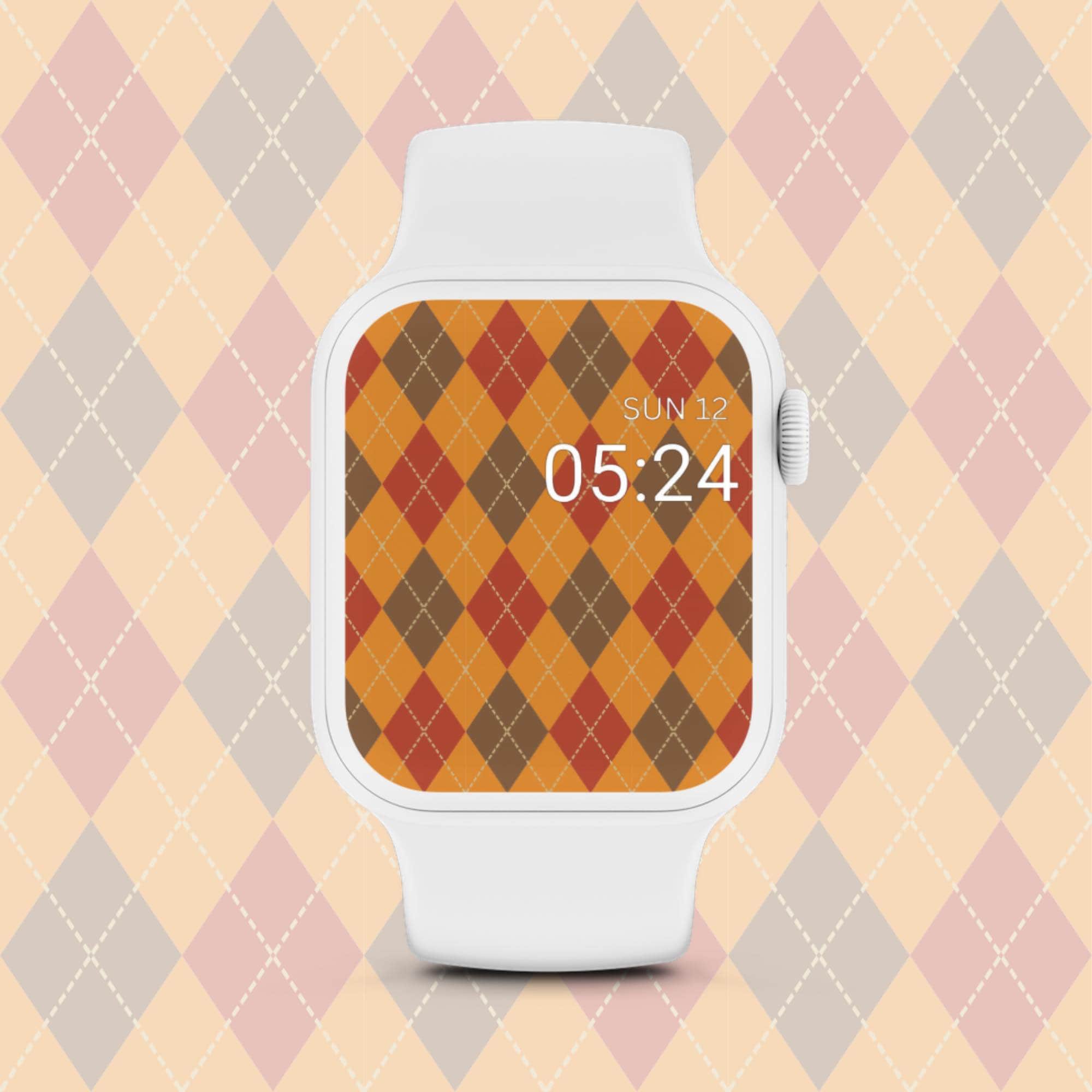Fall Argyle Apple Watch Face, Fall Pattern Watch Wallpaper, Autumn ...