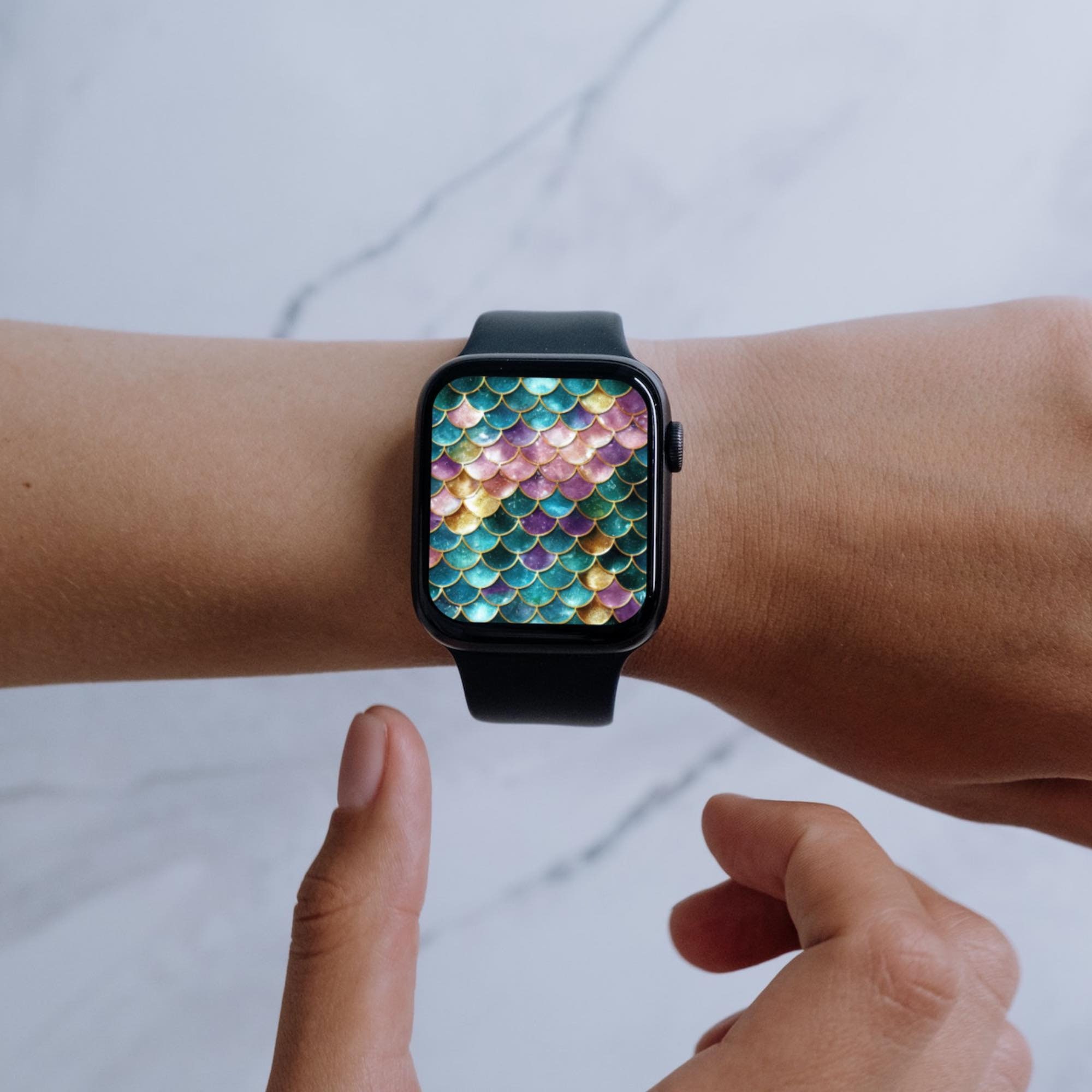 Mermaid Apple Watch Face, Scales Watch Wallpaper, Magical Background ...