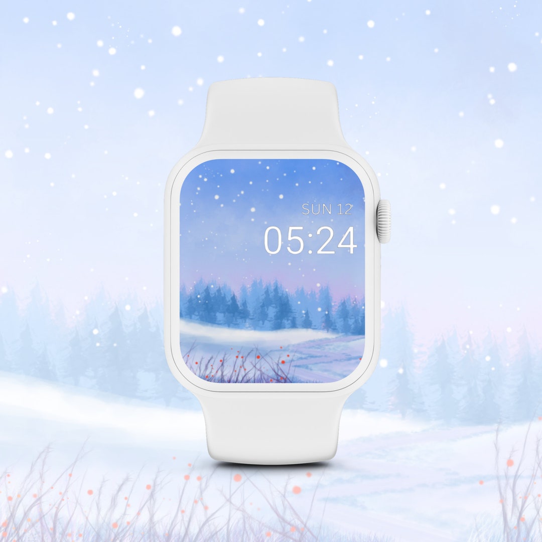 Christmas Apple Watch Face, Winter Watch Wallpaper, Snowy Landscape ...