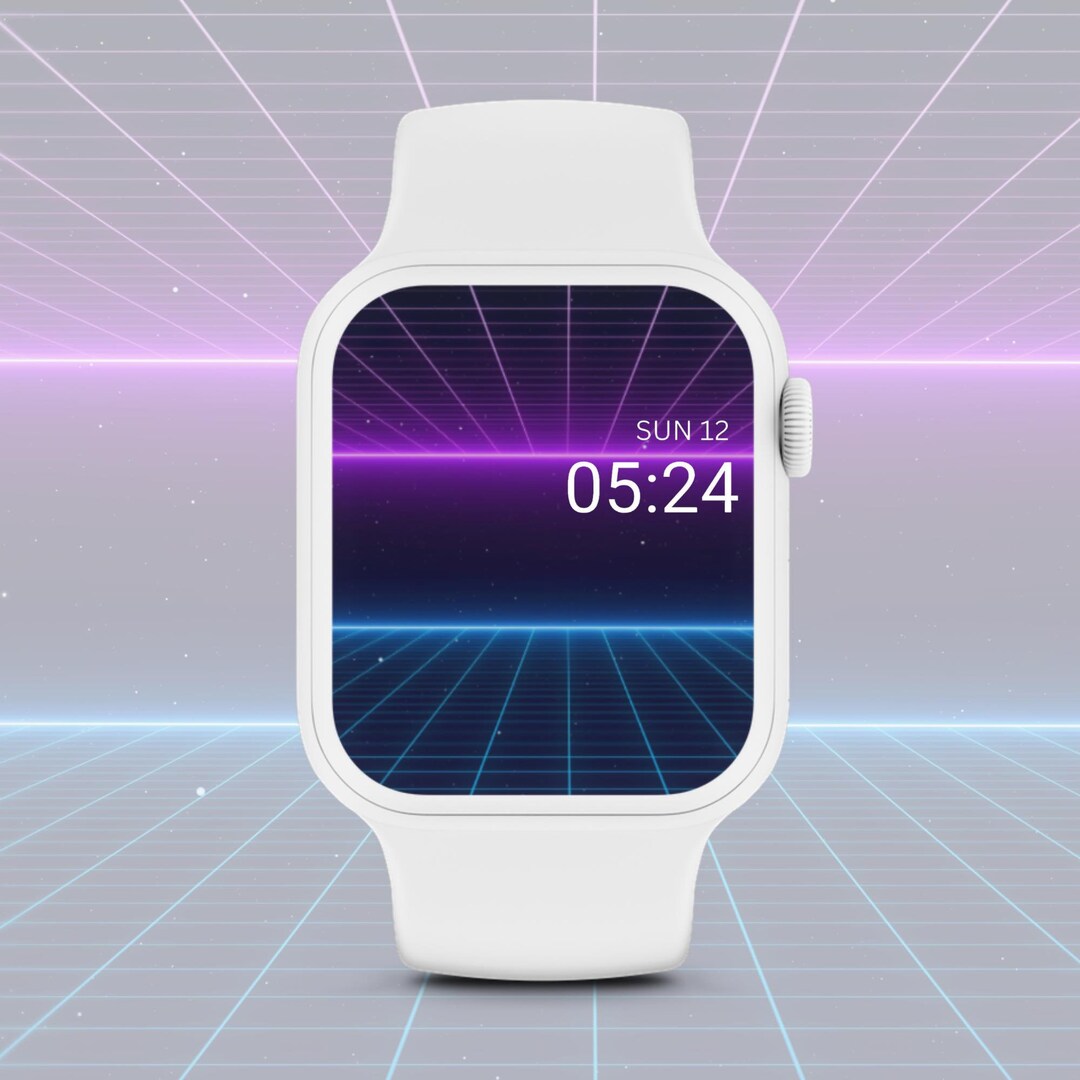 Retro Apple Watch Face, 80s Watch Wallpaper, 1980s Neon Background ...
