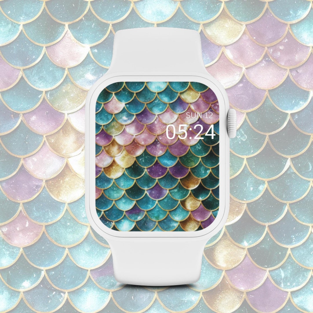 Mermaid Apple Watch Face, Scales Watch Wallpaper, Magical Background ...