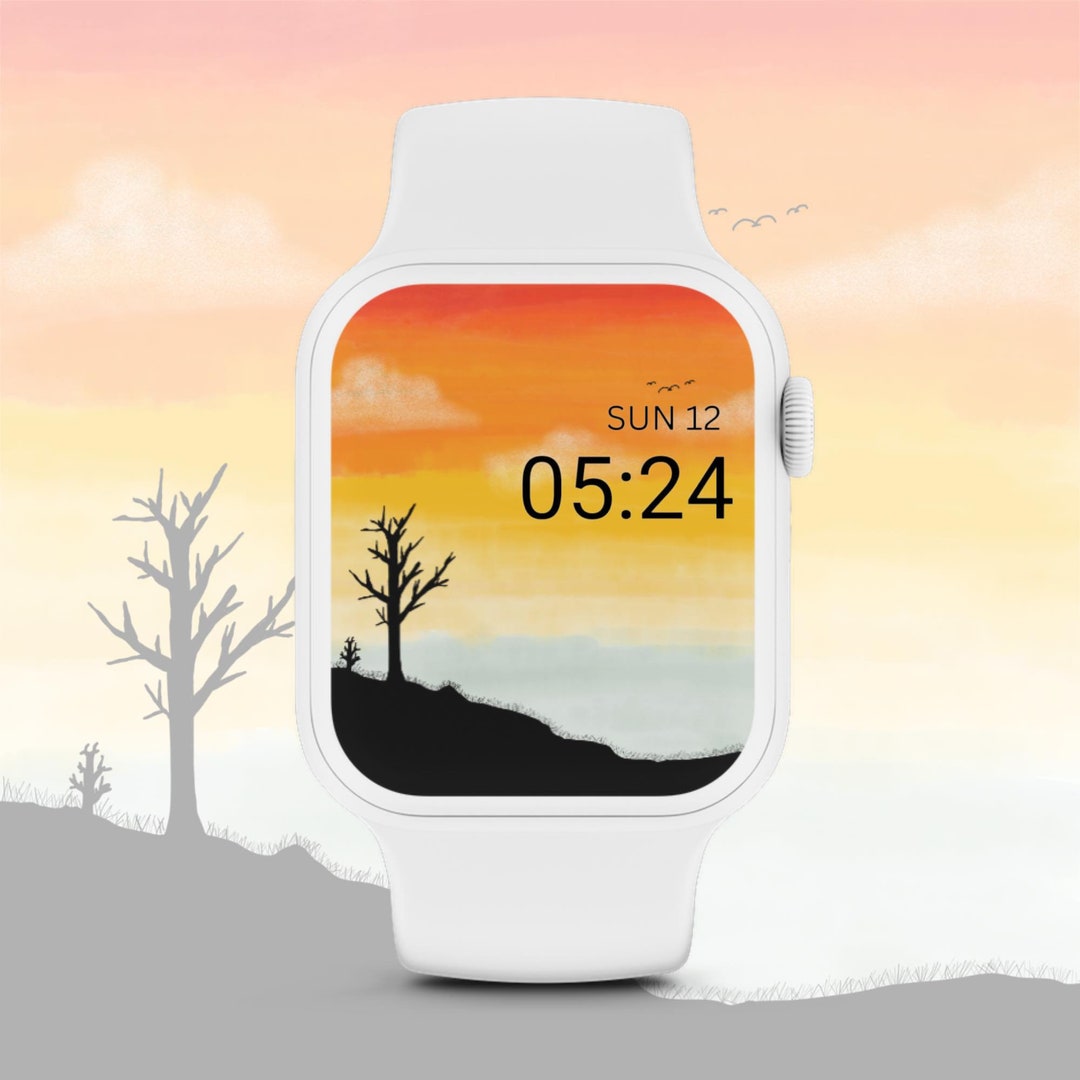 Landscape Apple Watch Face, Sunset Watch Wallpaper, Trees Background ...