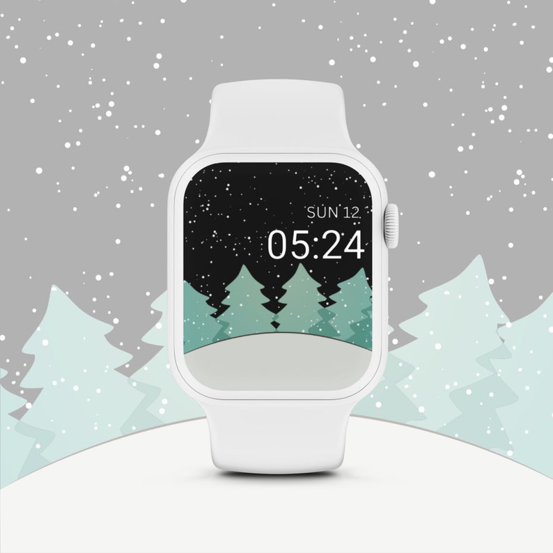 Christmas Apple Watch Face, Winter Watch Wallpaper, Snowy Landscape ...