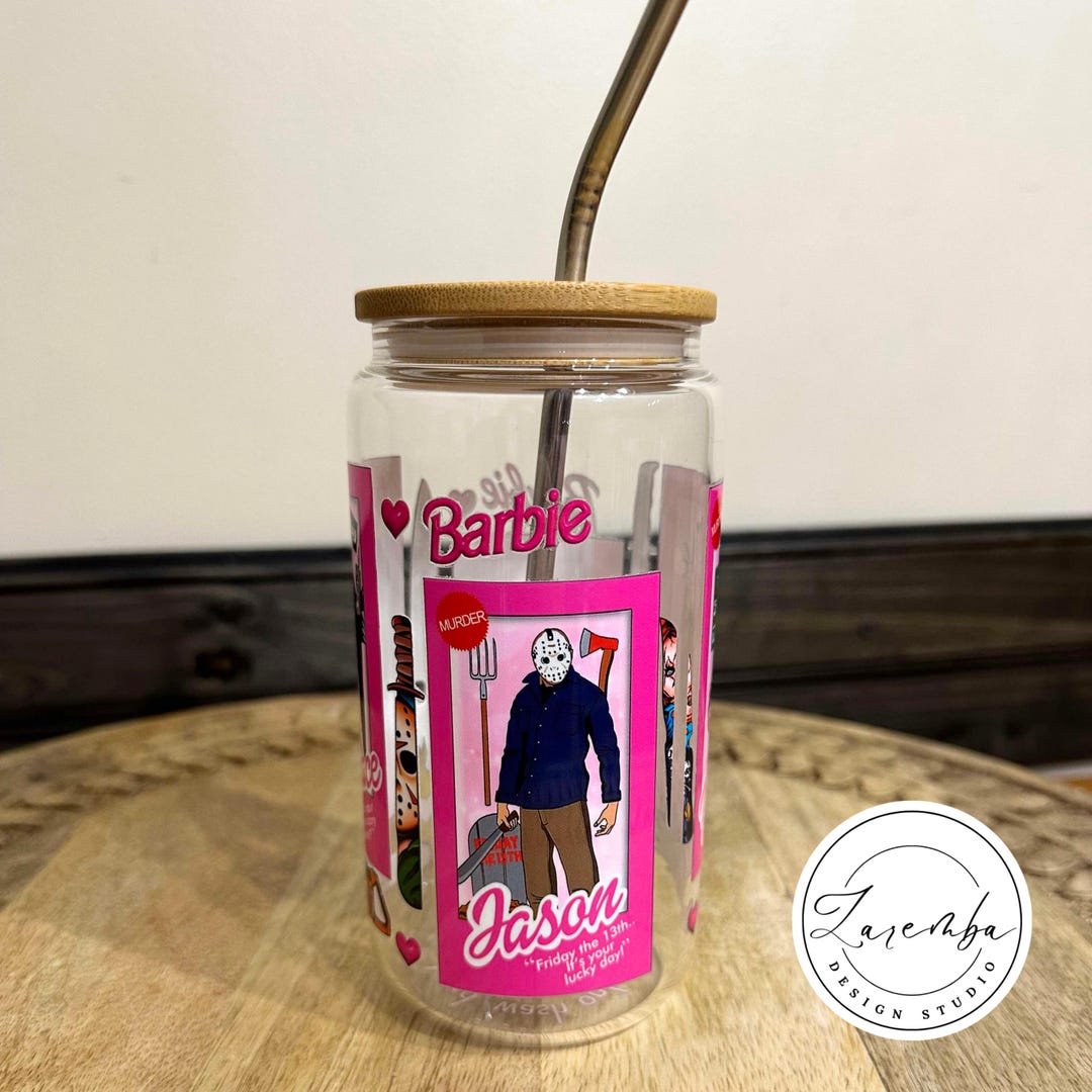 Horror Icons Barbie Box Inspired Libbey Cup, Thriller Movie Beer Can ...
