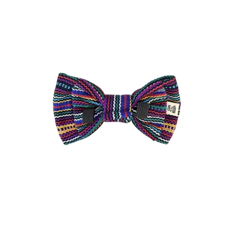 Handwoven Colorful Dog Bow Tie: Multicolor Woven Stripe Handmade Boho ...