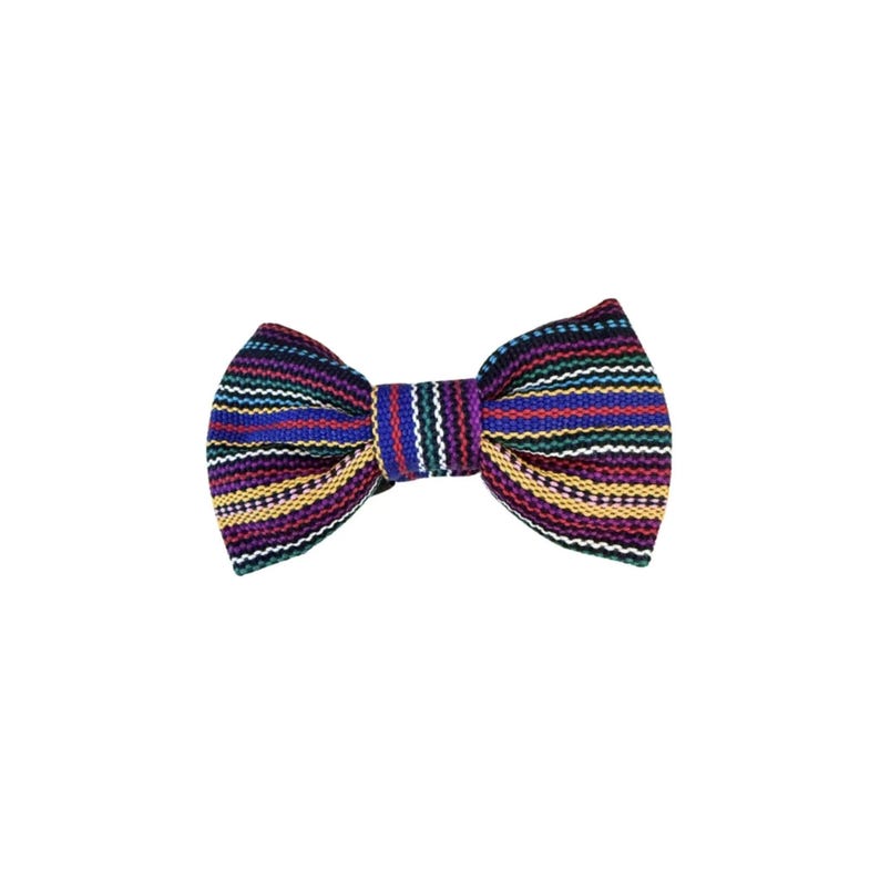 Handwoven Colorful Dog Bow Tie: Multicolor Woven Stripe Handmade Boho ...