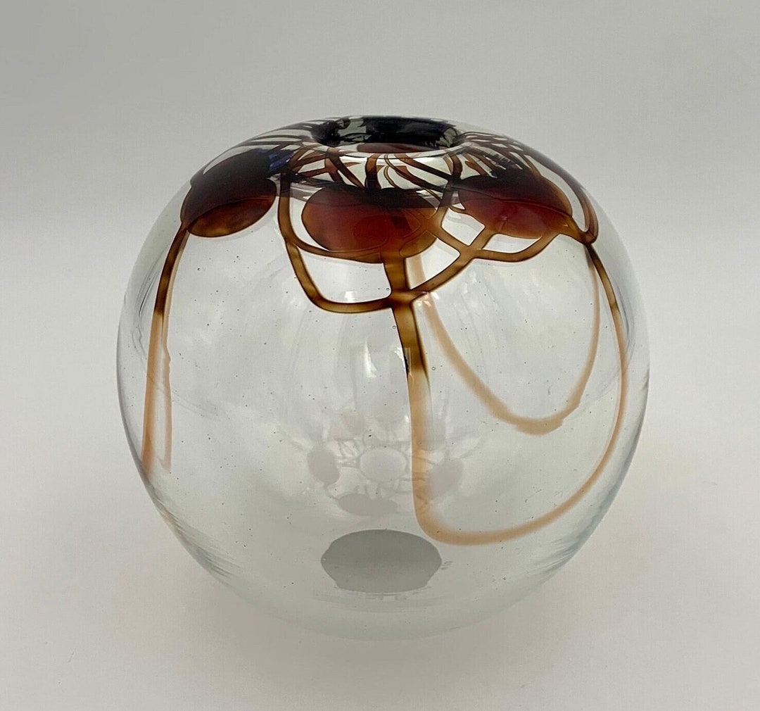 Mary ANGUS Signed Blown Glass Ball Vase / Collectible Vase, Art ...