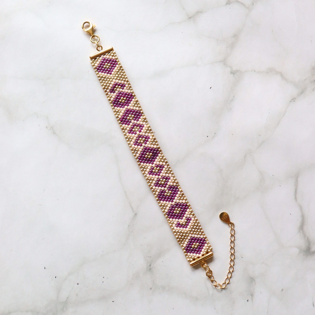 KOH PHA NGAN Miyuki Pearl Bracelet, Pink and Purple Patterns - Etsy