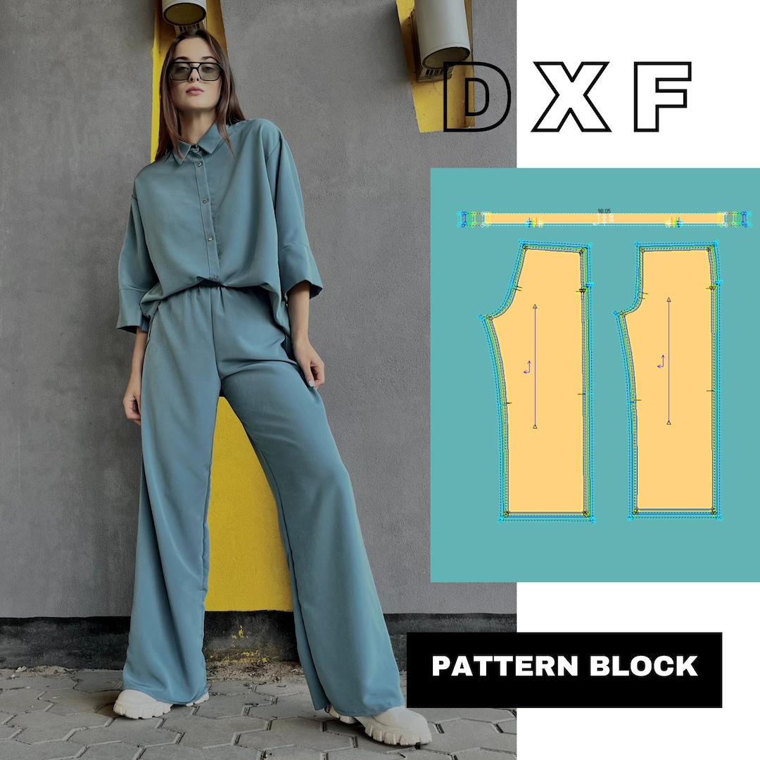 Pajama Pants Pattern Block, DXF Clothing Files, DXF Sewing Patterns ...