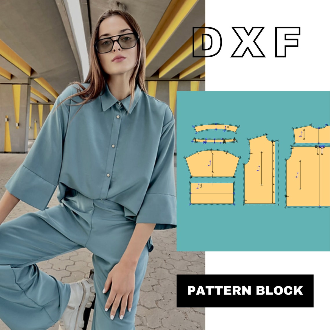 Oversize Shirts Pattern Block, DXF Clothing Files, DXF Sewing Patterns ...
