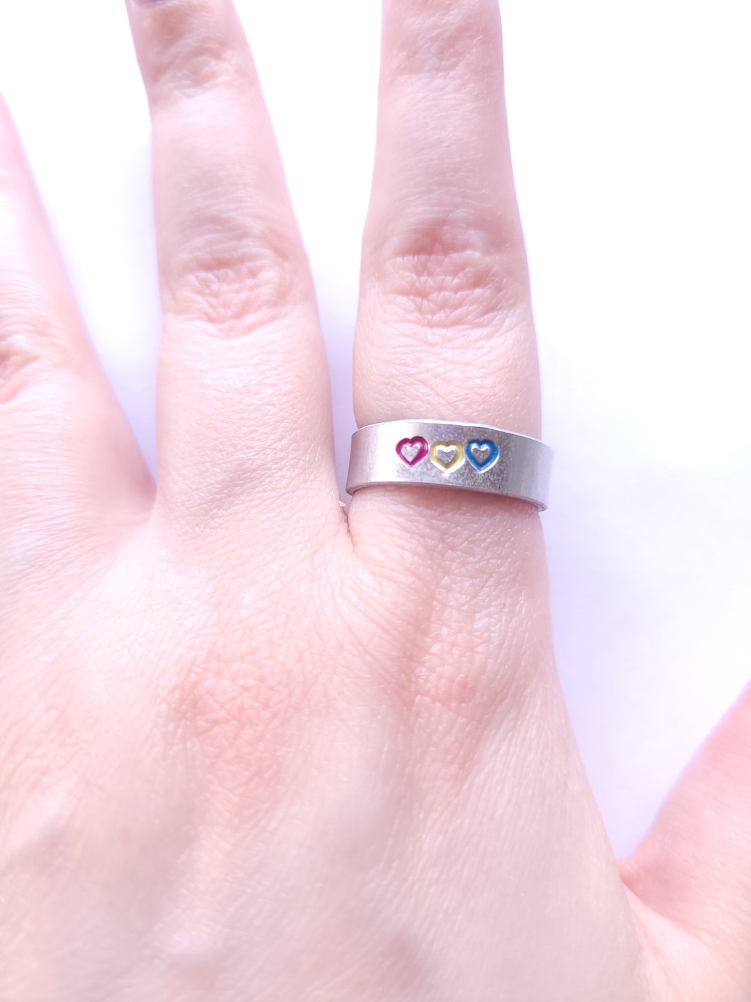 Pansexual Pride Heart Ring, LGBTQ, Aluminum Adjustable Ring - Etsy
