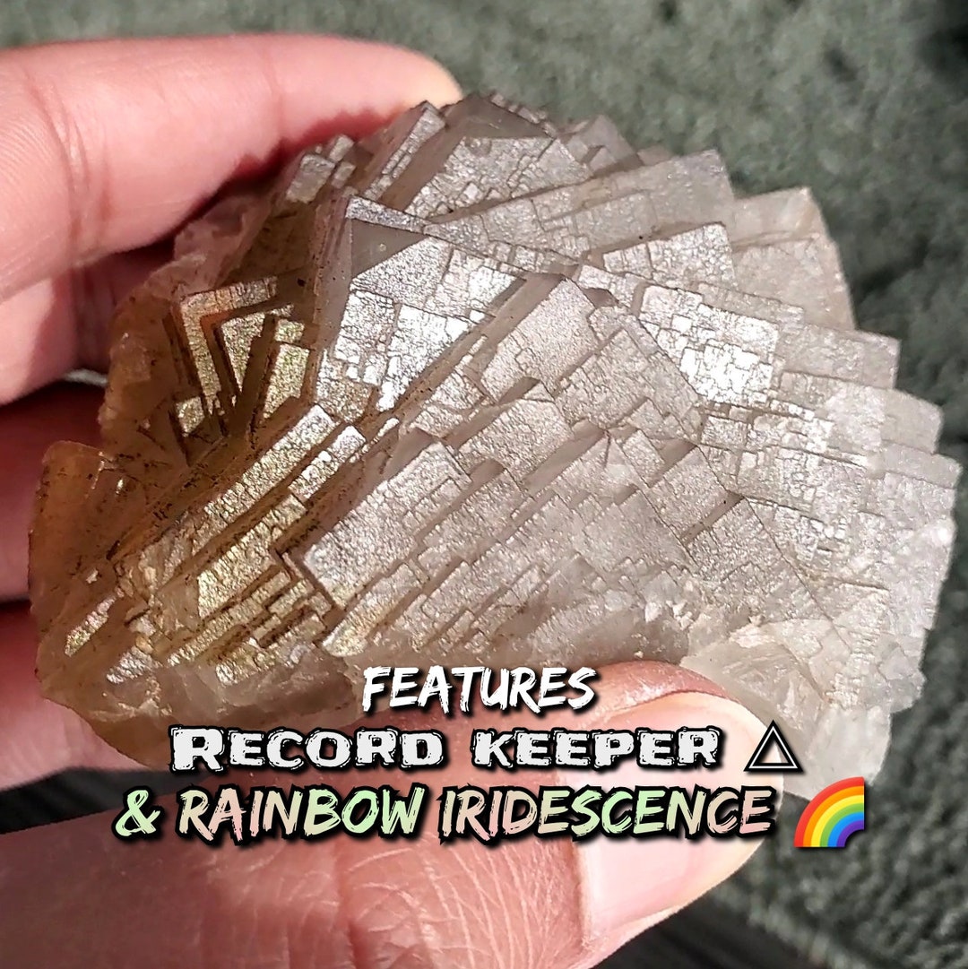 272g SILVER N' GOLD Cryptic Cubic Fluorite W/ Record Keeper & Rainbow ...