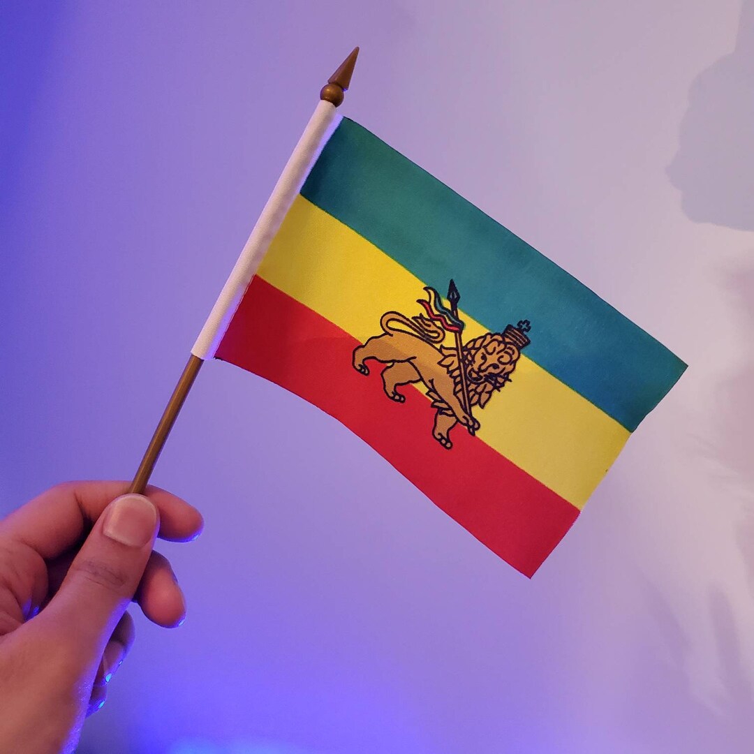 RASTAFARI Flag ETHIOPIA Lion of JUDAH Hand Flag Haile - Etsy
