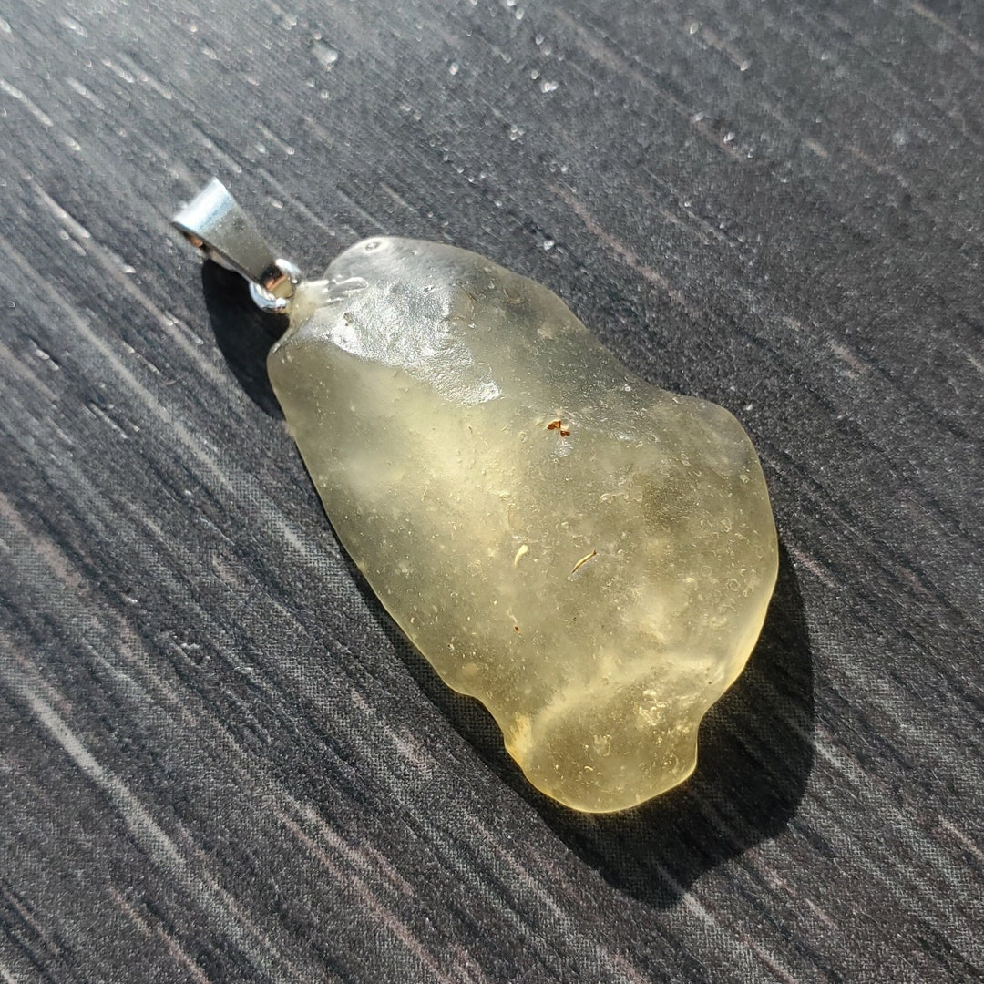 Sterling Silver TOP GRADE Libyan Desert Glass Pendant || Raw LDG Silver ...