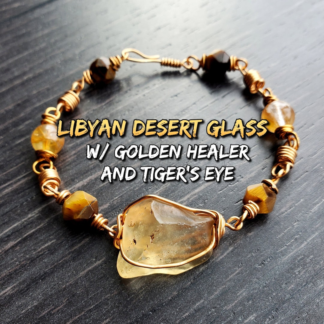 Libyan Desert Glass, Golden Healer & Tiger's Eye Bracelet ...