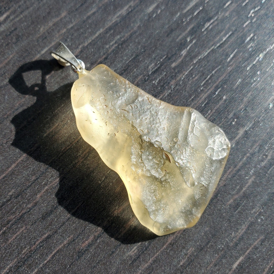 Sterling Silver TOP GRADE Libyan Desert Glass Pendant || Raw LDG Silver ...