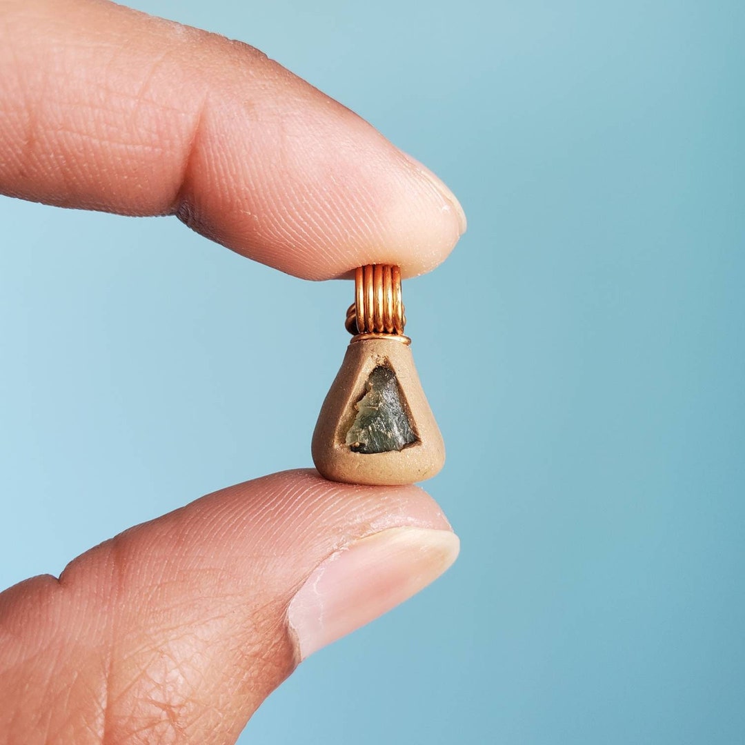 Moldavite Pyramid Pendant || Green Translucency || Natural Raw Genuine ...